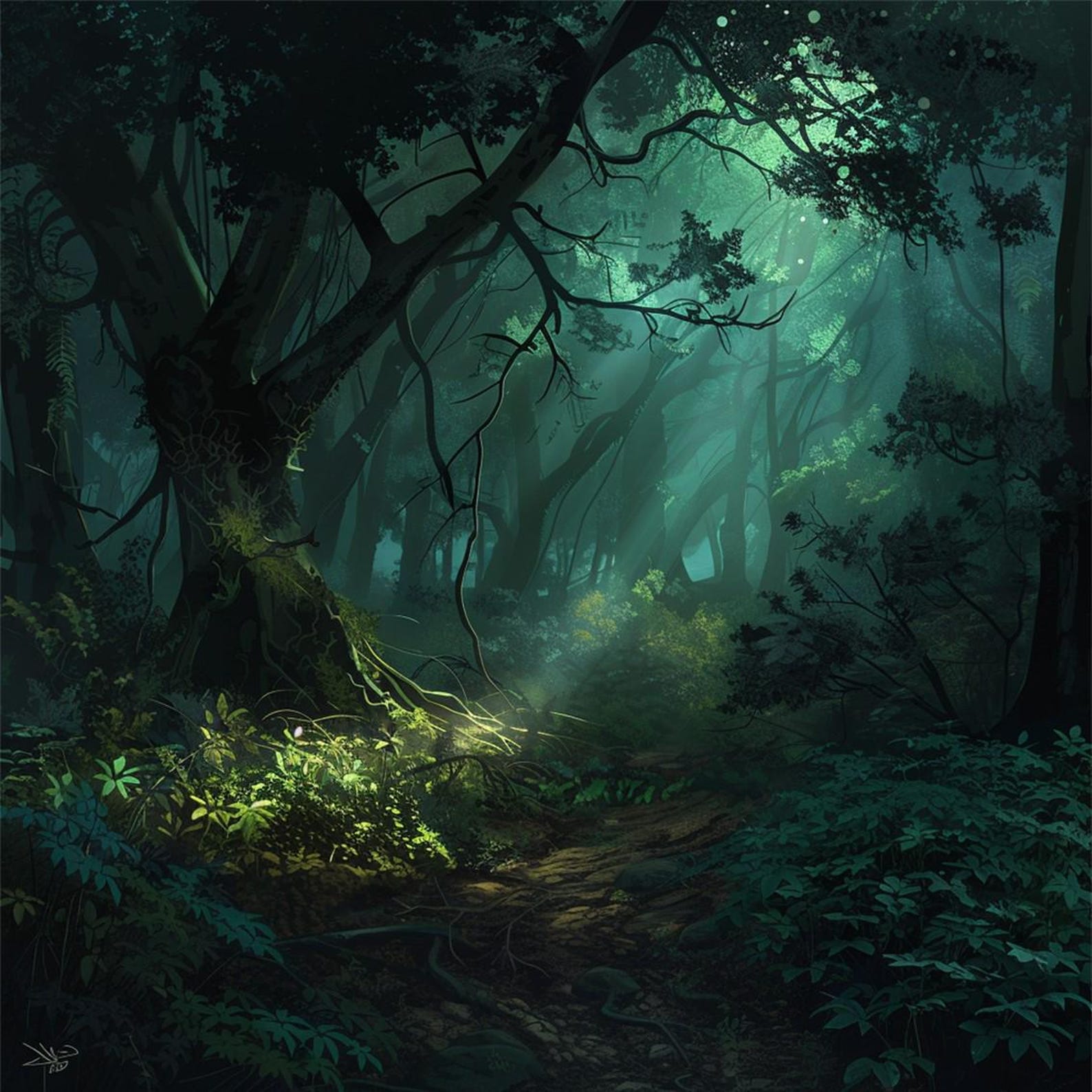 24 Mystic Dark Forest Clipart, Enchanted Woodland Art, Digital Download, Nature Illustration ...