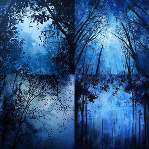 24 Blue Forest Clipart, Watercolor Woods Clipart, Dark Forest Graphic ...