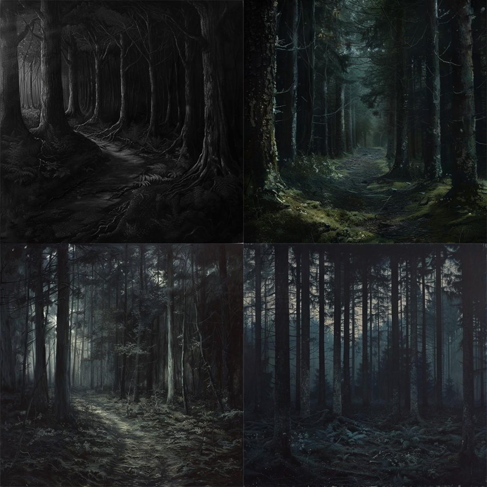 24 Mystic Dark Forest Clipart, Enchanted Woodland Art, Digital Download ...