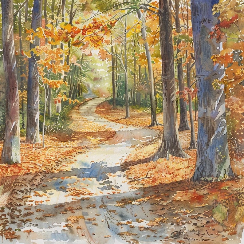 24 Autumn Forest Path Clipart, Digital Download, DIY Home Decor Wall ...