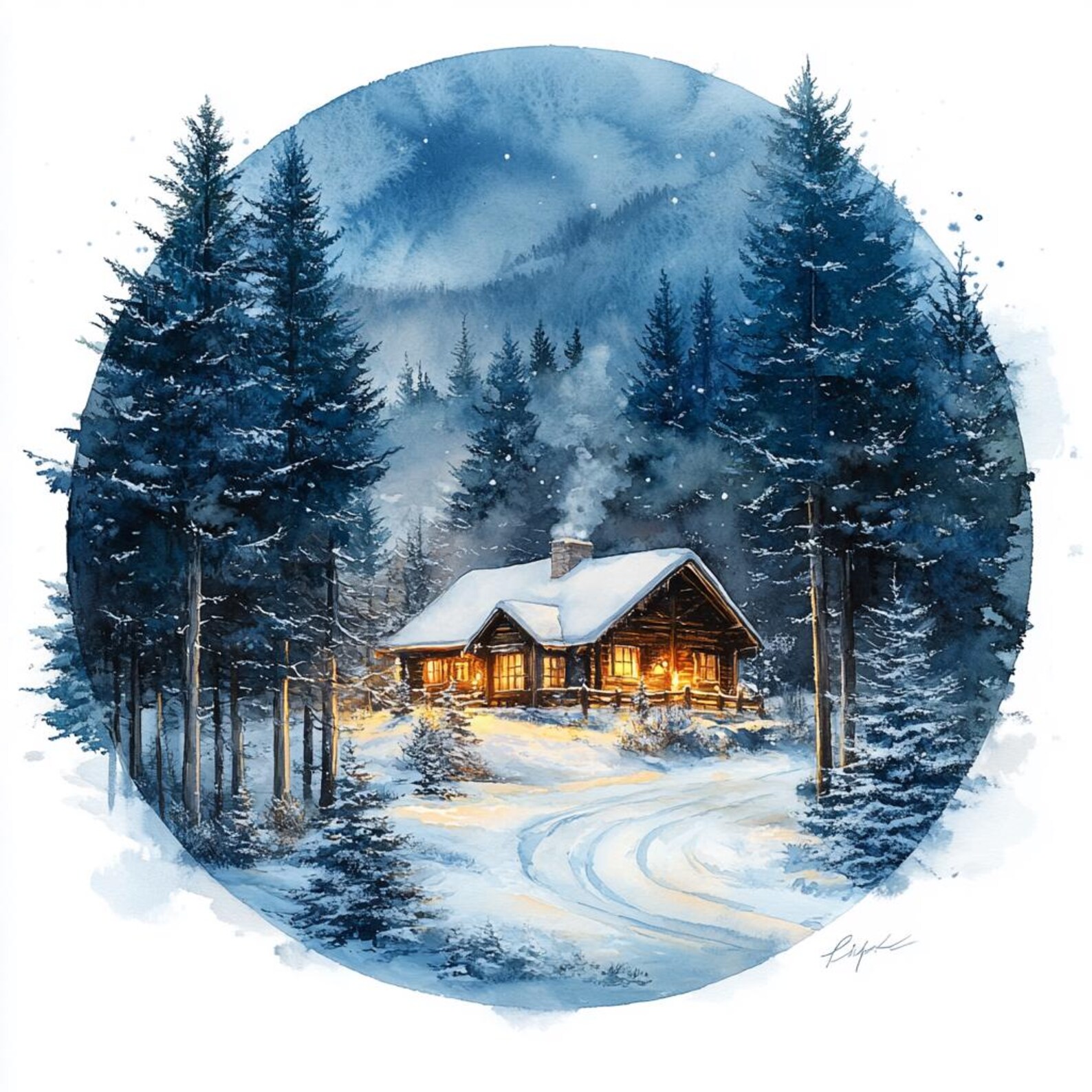 24 Winter Cabin in Snow Forest Clipart, Digital Download, DIY Home ...