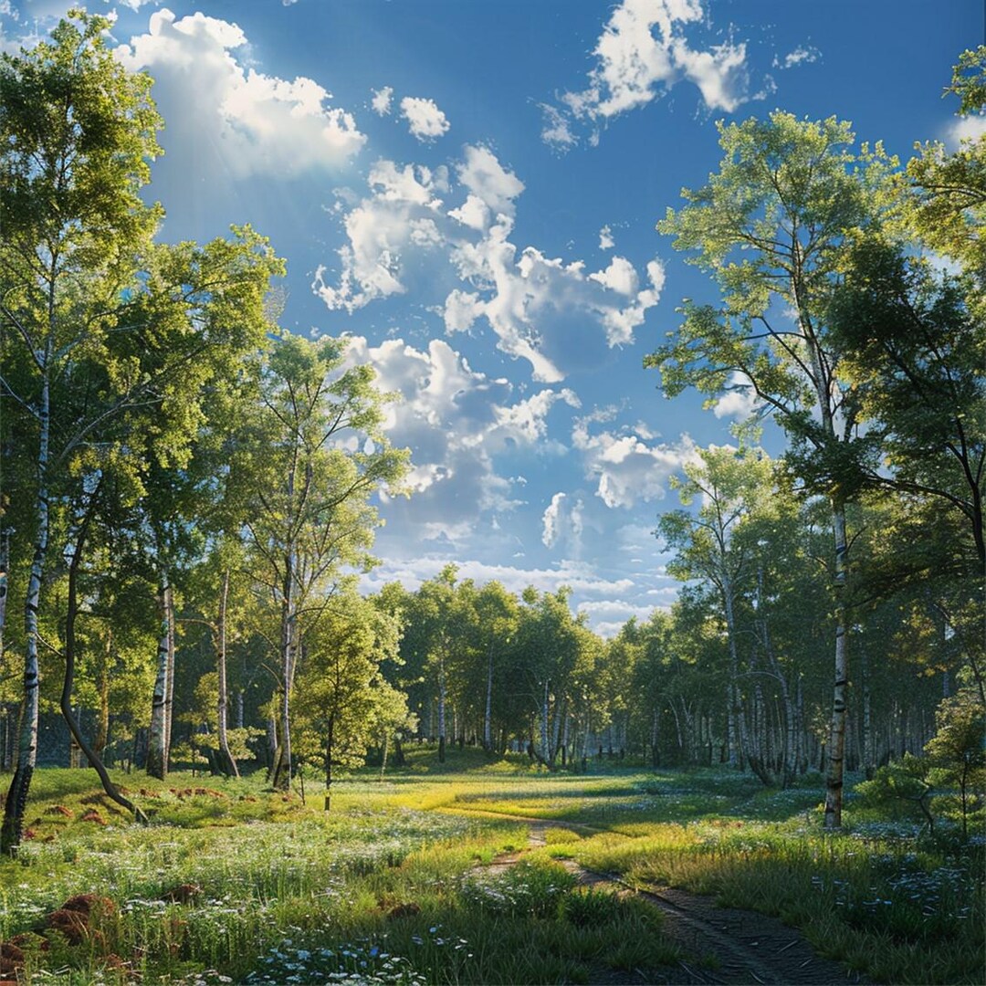 32 Scenic Forest Landscape Clipart, Green Meadow, Digital Download, DIY ...