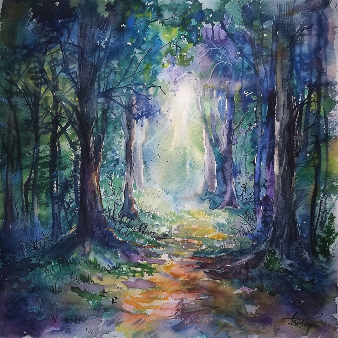 22 Enchanted Forest Clipart, Watercolor Forest Background, High Quality ...