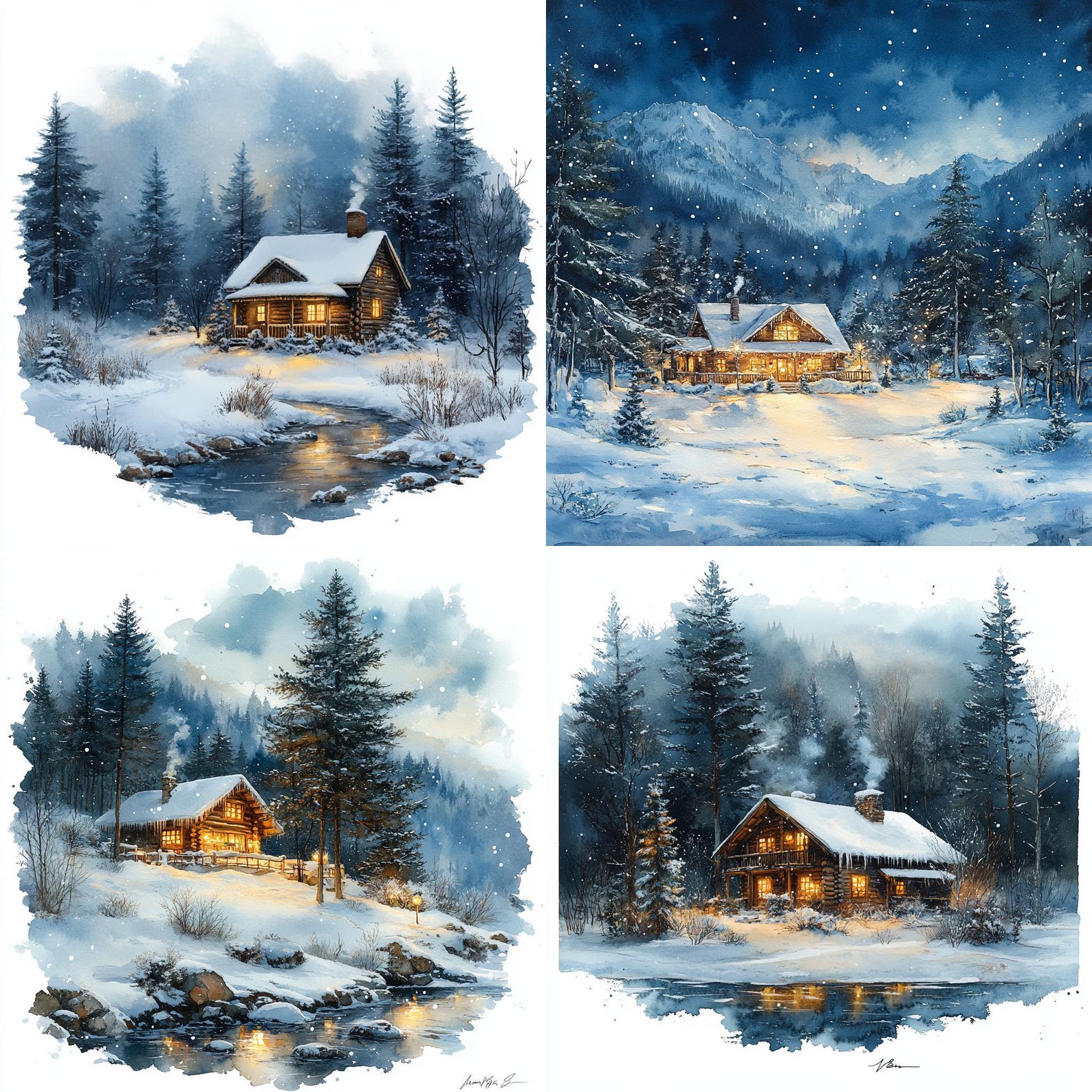 24 Winter Cabin in Snow Forest Clipart, Digital Download, DIY Home ...