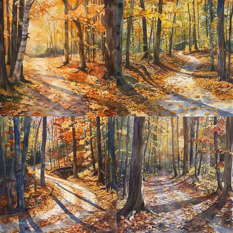 24 Autumn Forest Path Clipart, Digital Download, DIY Home Decor Wall ...