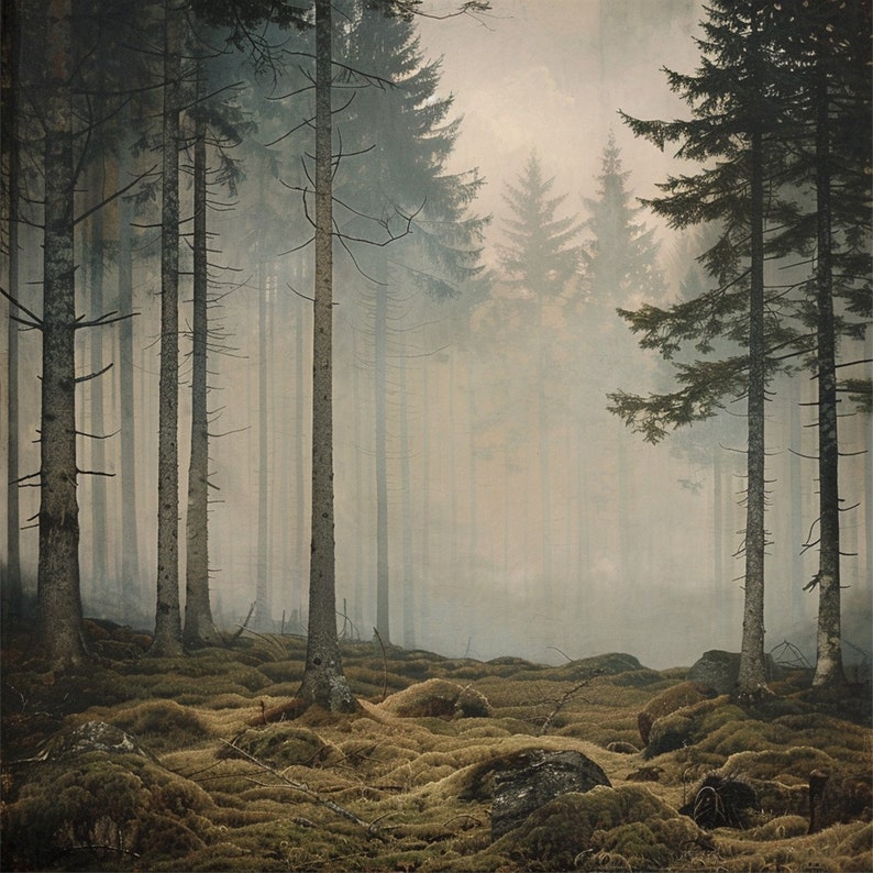 24 Misty Forest Clipart, Misty Landscape Digital Download, Nature ...