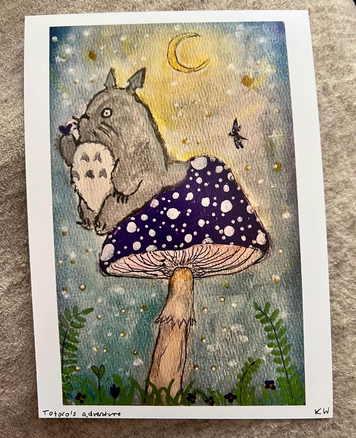 Totoro Art Print: Studio Ghibli, Purple Mushroom - Etsy UK