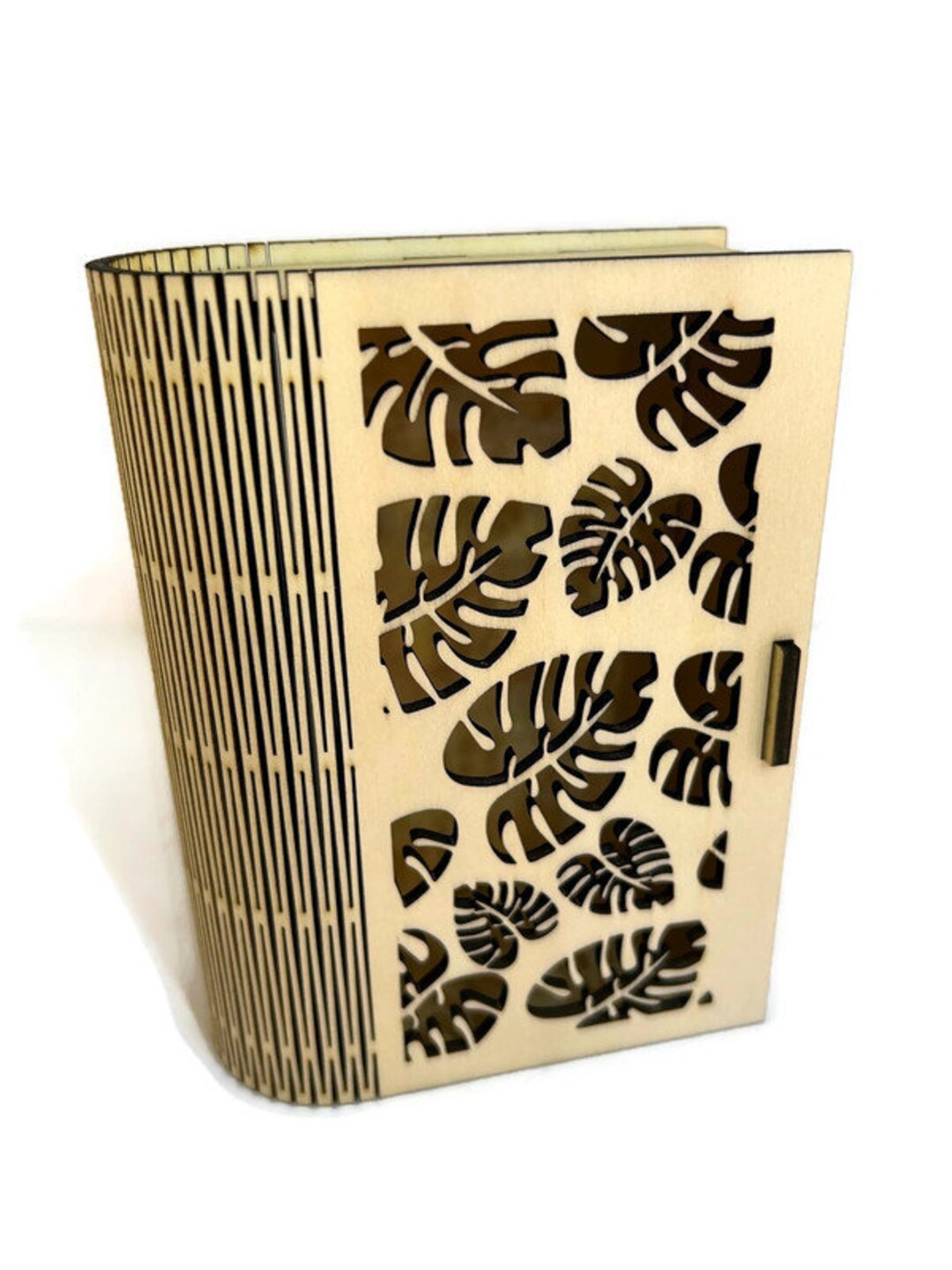 Decorative Book-shaped Box With Tropical Leaf Print Pattern Decorative ...