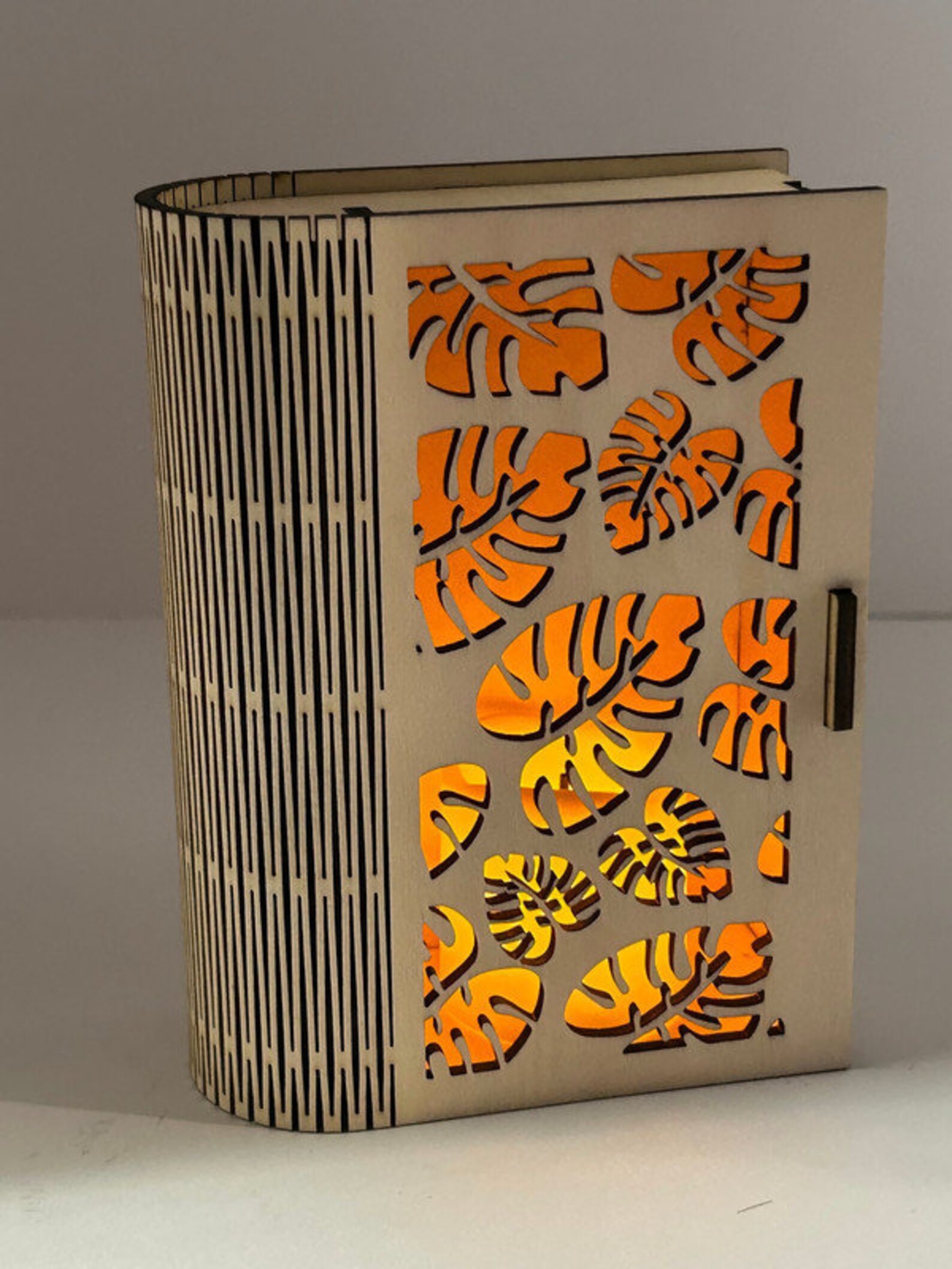 Decorative Book-shaped Box With Tropical Leaf Print Pattern Decorative ...