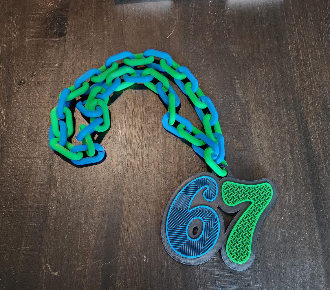 67 Hype Chain | Meme-inspired Statement Necklace | 3D Printed Pendant ...