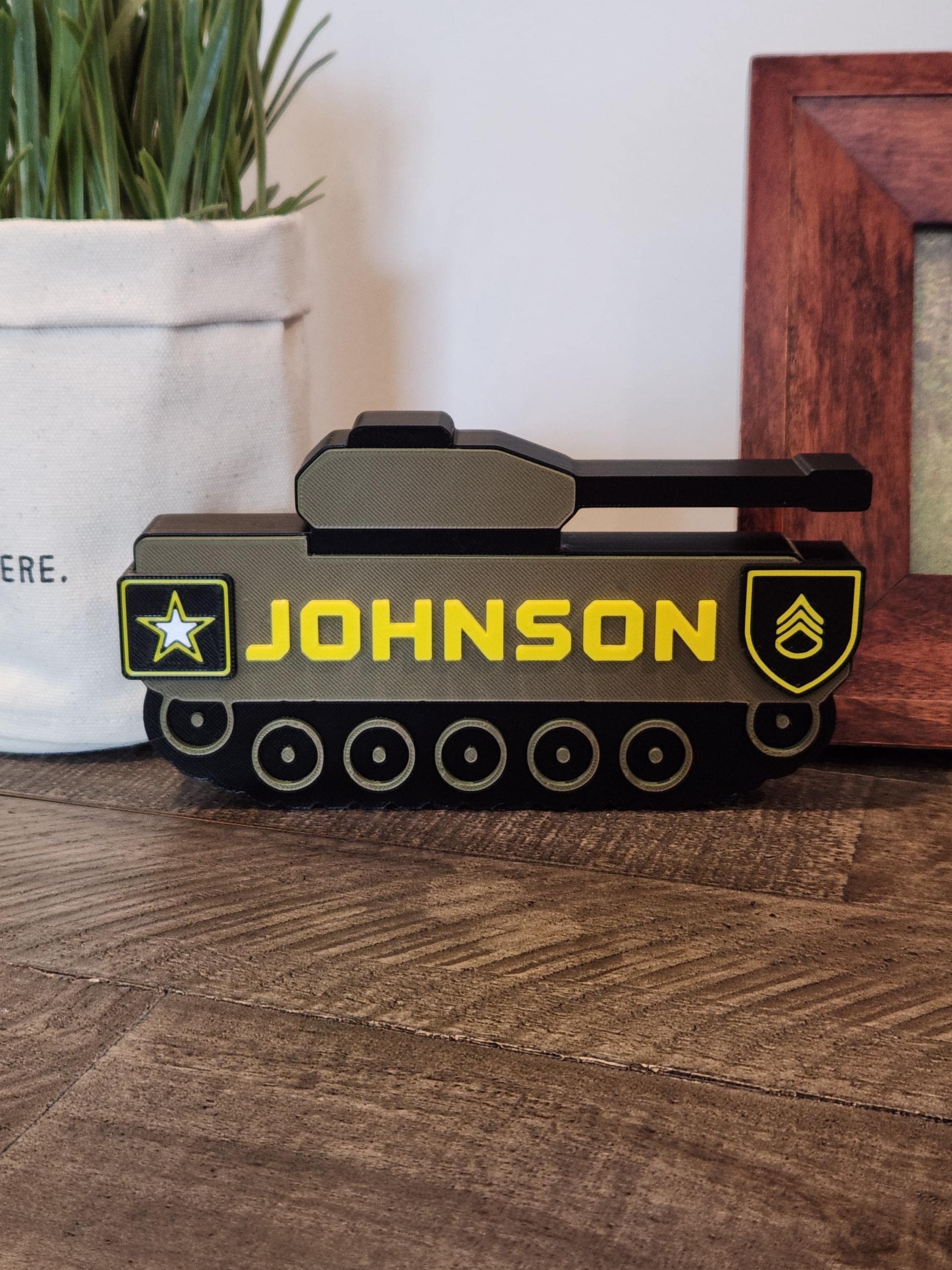 Personalized Army Desk Name Plate - Custom Military Tank Nameplate With ...