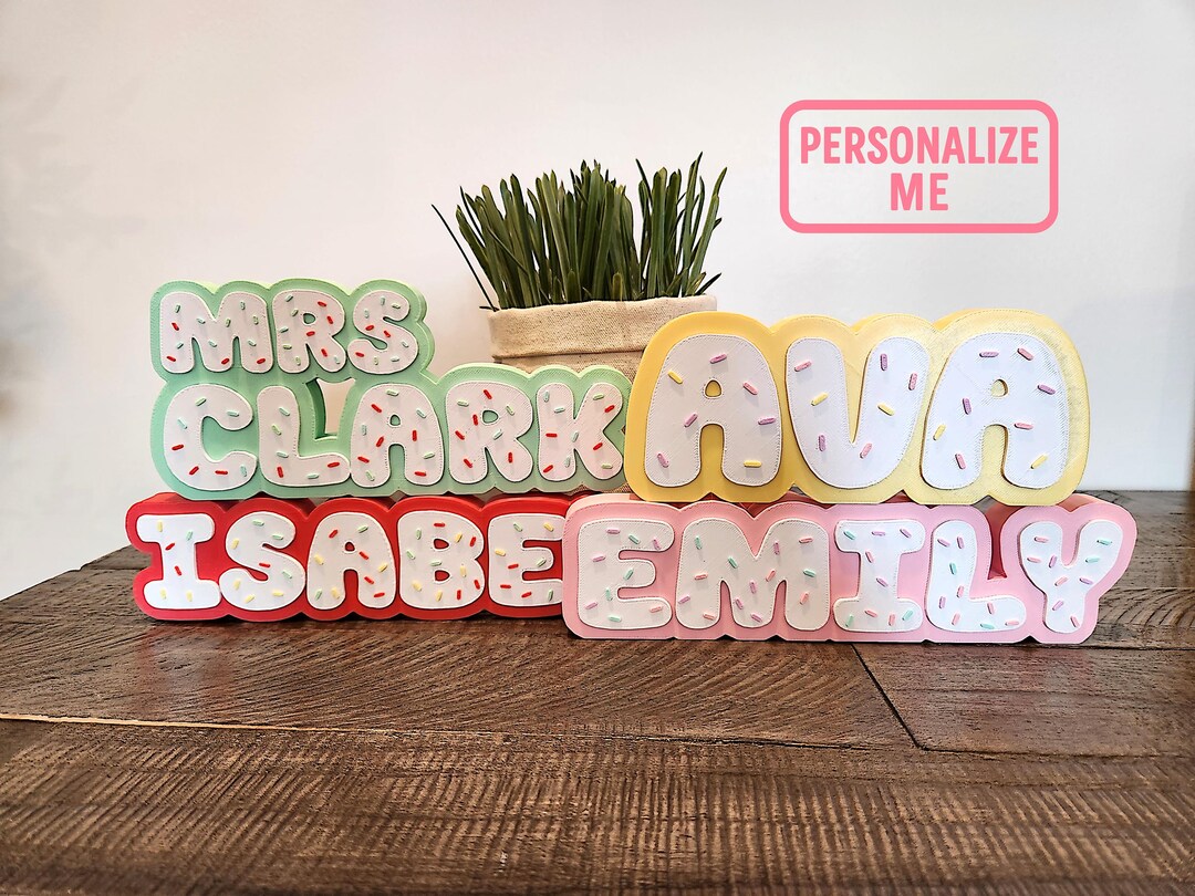 Custom Sprinkles Name Plate for Teachers or Kids – Personalized Cupcake ...