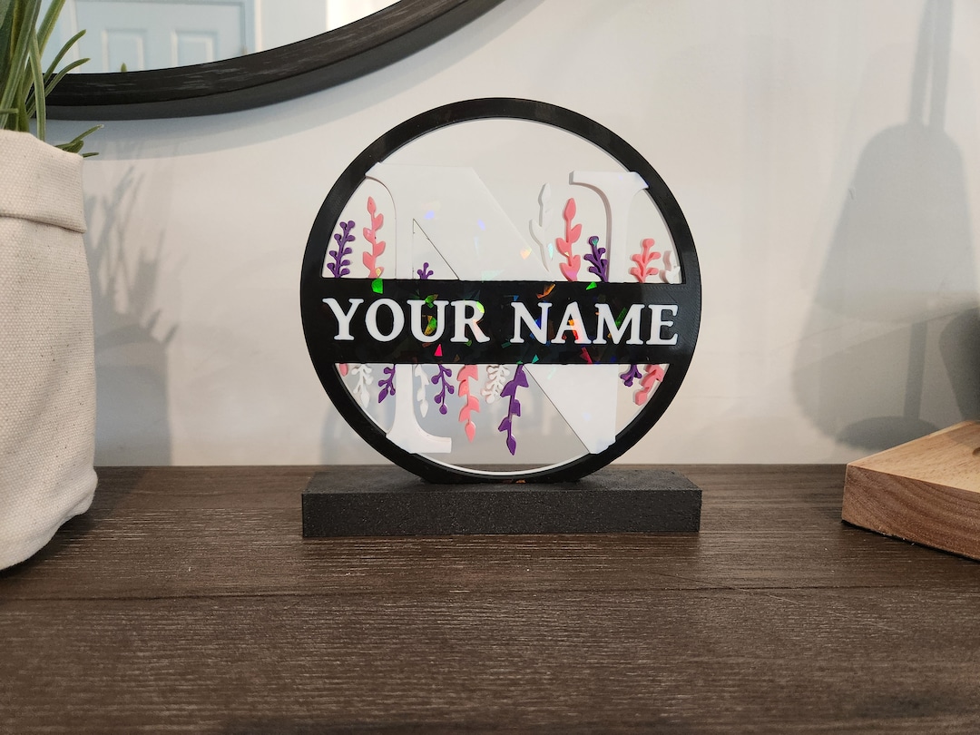 Family Name Entry Sign Decorative Monogram Welcome Standee Last Name ...