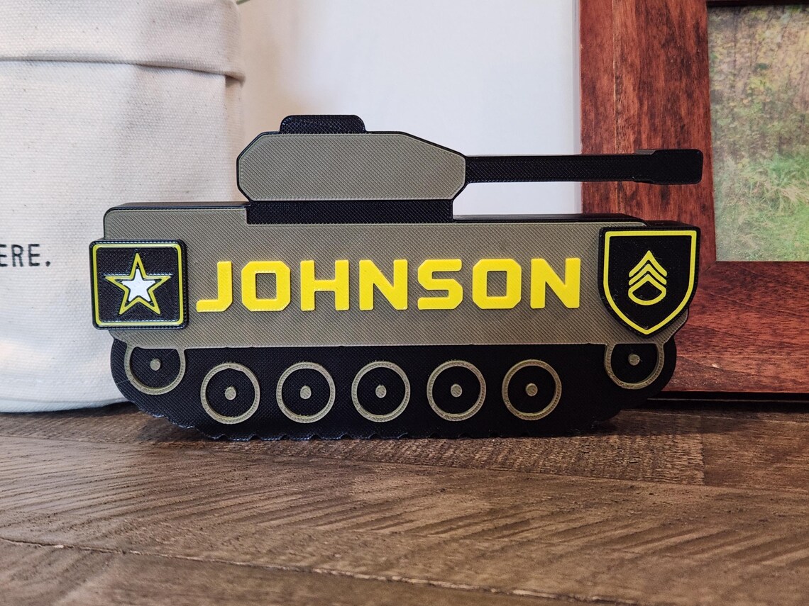 Personalized Army Desk Name Plate - Custom Military Tank Nameplate With ...