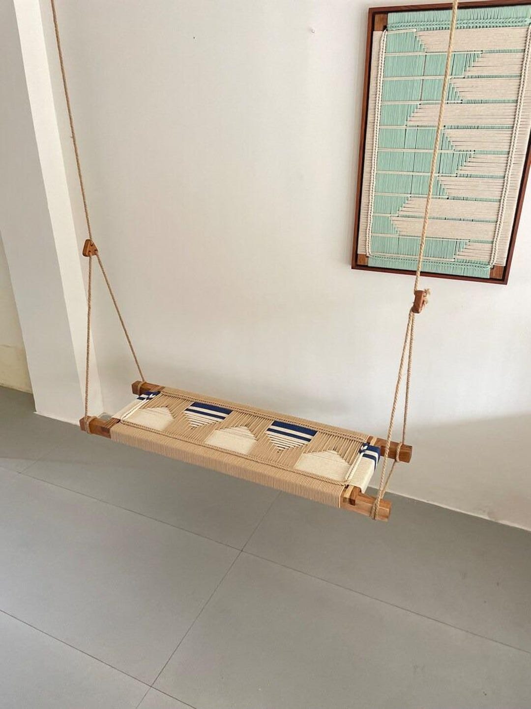 Hand Woven Tree Swing, Boho Wooden Indoor Outdoor Adults Tree Swing ...