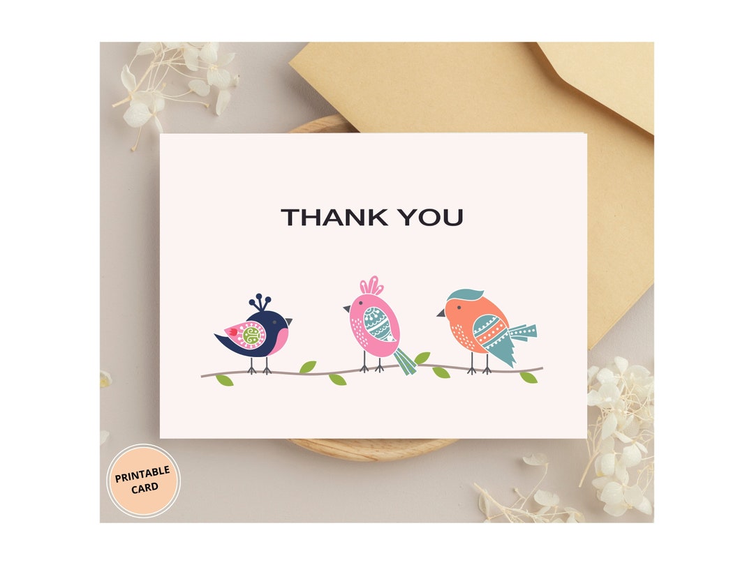 Printable Thank You Card Funny Thank You Card Funny Birds Thank You ...