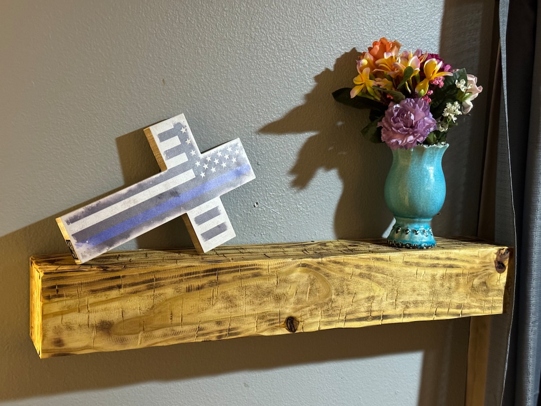 Distressed Floating Wood Beam Shelf - Etsy