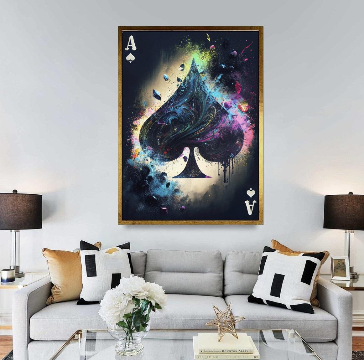 Ace of Spades Poker Poster Playing Cards Art Canvas Painting Print ...
