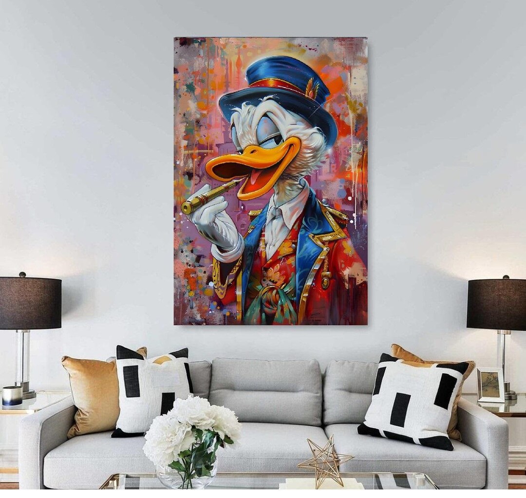 Donald Duck Canvas Painting, Funny Donald Duck Graffiti Canvas Painting ...