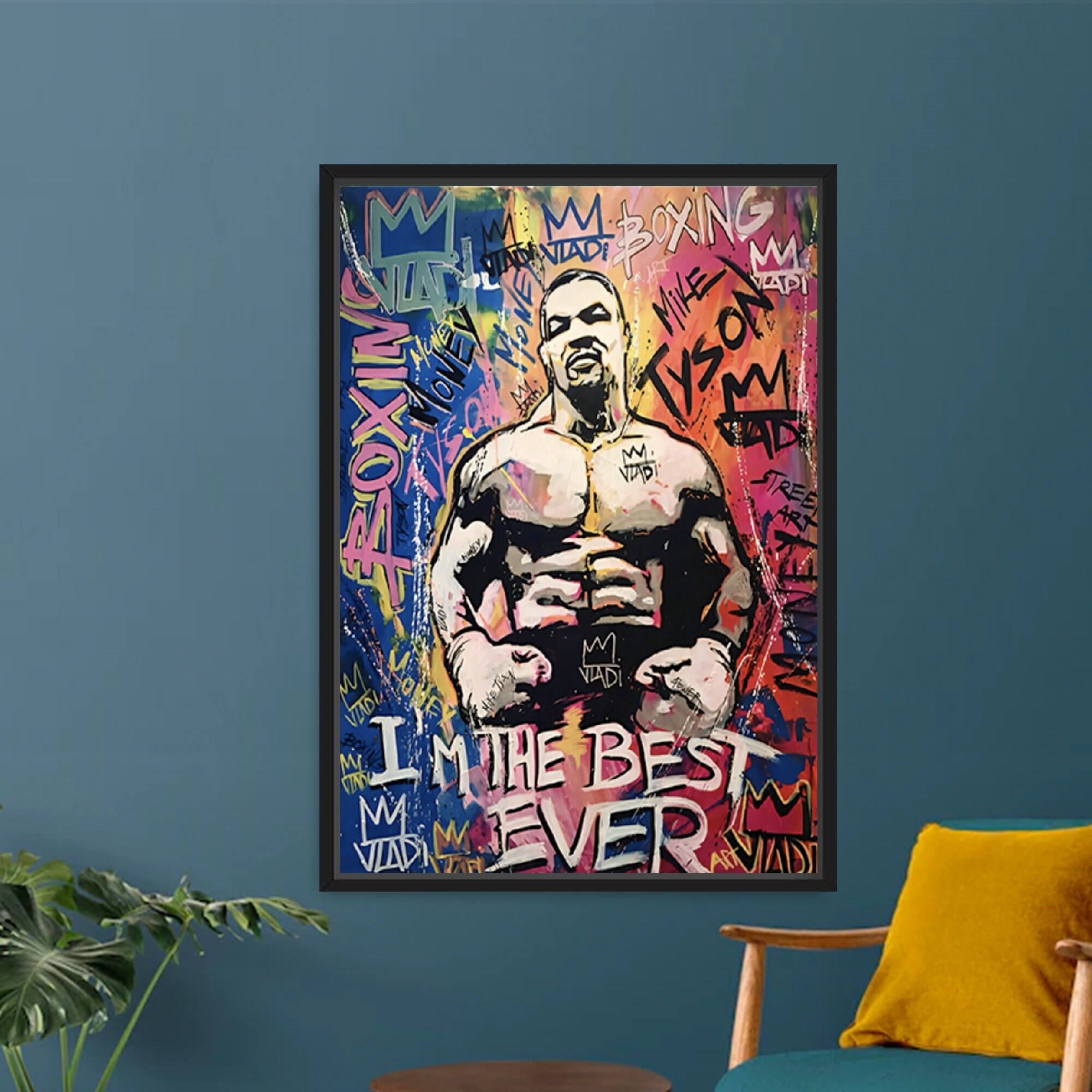 Mike Tyson Canvas: Graffiti Boxing Art, Champion Wall Decor - Etsy