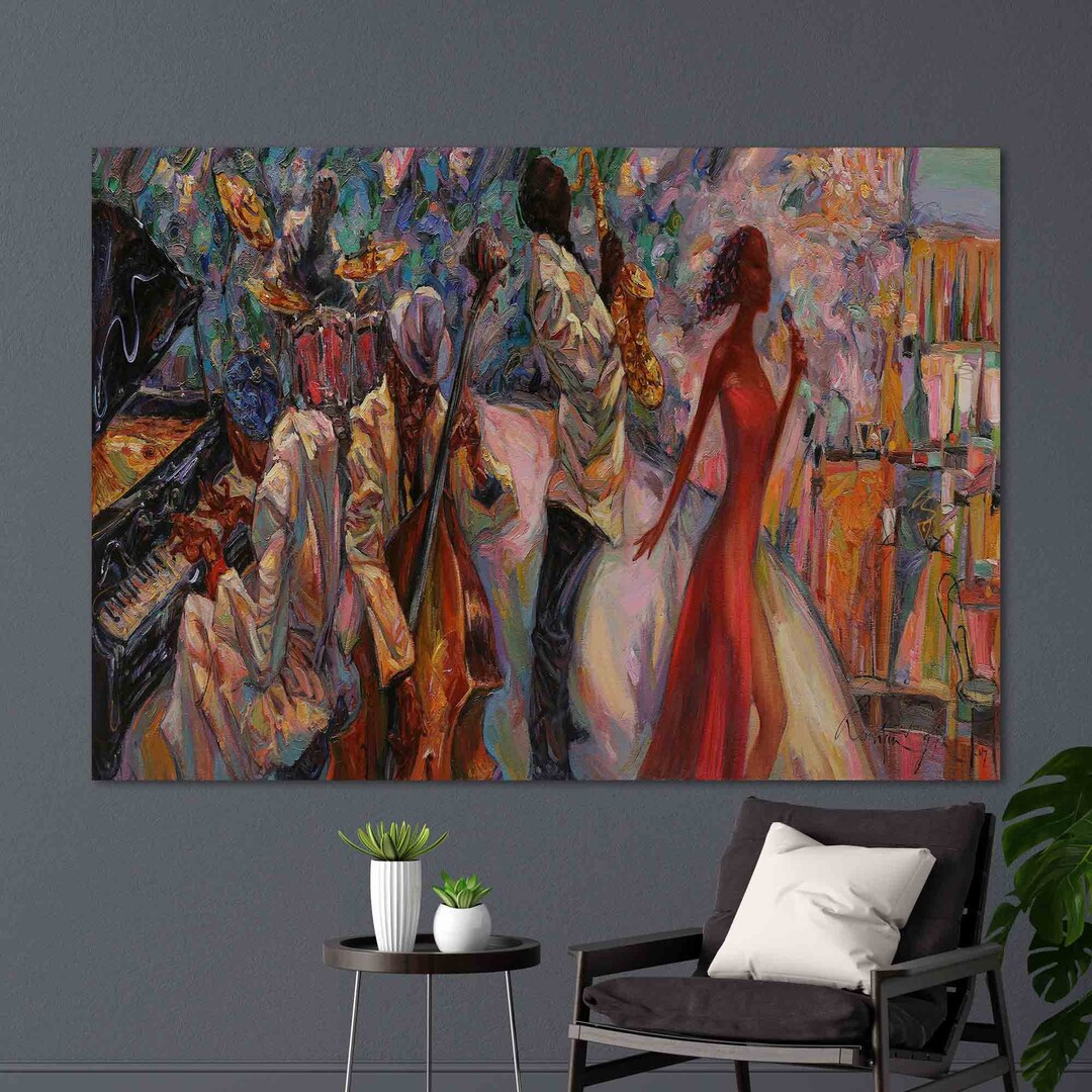 Jazz Music Canvas, Abstract Poster, Musician Art, Jazz Music Canvas Art ...