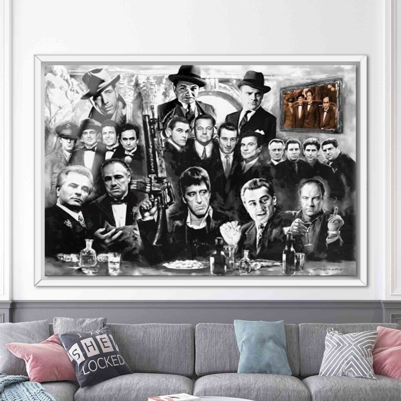 Gangster, Stained Glass, Gangster Collage, Mafia, Old Movie Wall Art ...