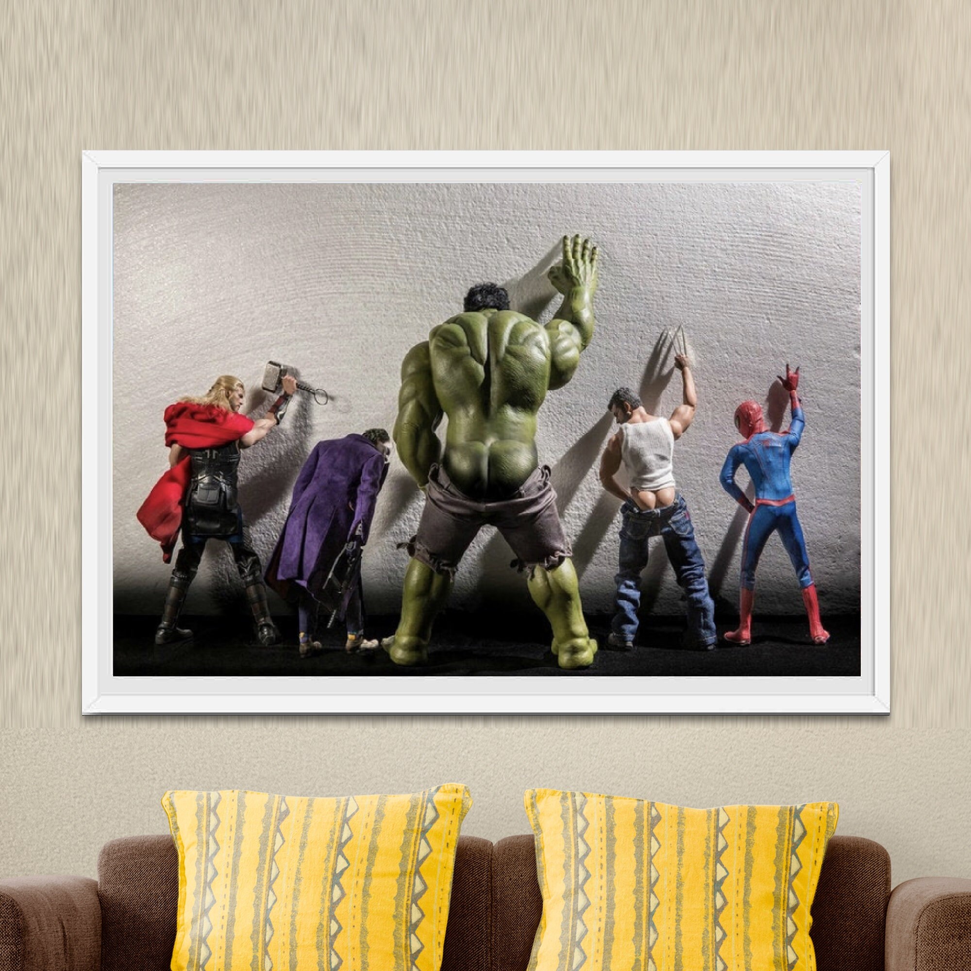 Avengers Movie Toilet Superheroes Canvas Art - Kids Room Decor - Etsy