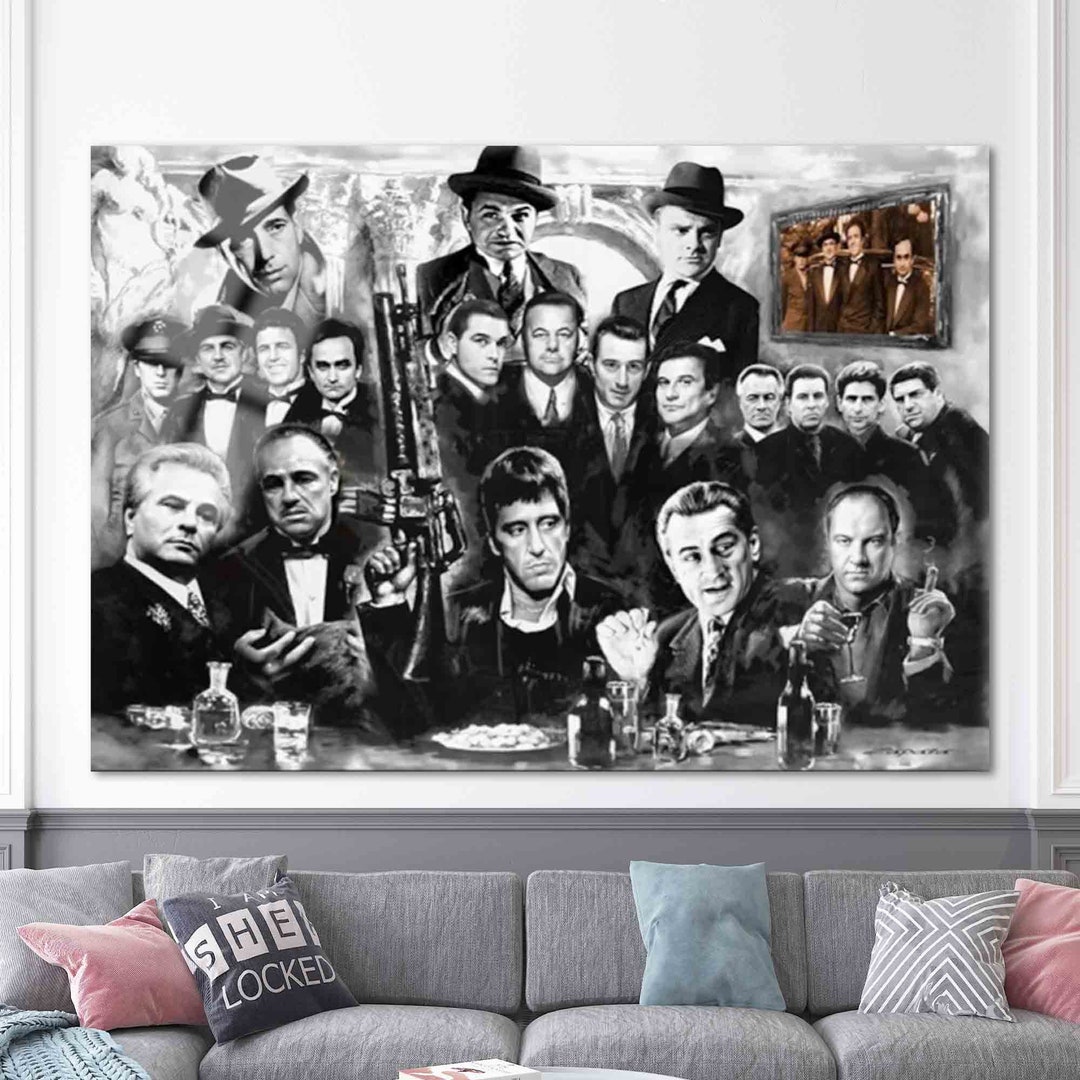 Gangster, Stained Glass, Gangster Collage, Mafia, Old Movie Wall Art ...