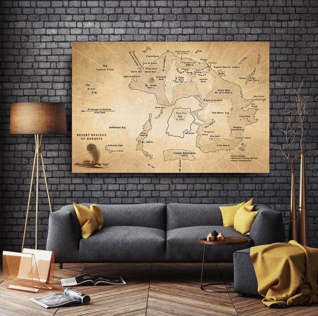 Arrakis Map Print, Dune World Map Canvas, Map of Arrakis Poster, Framed ...