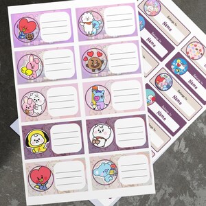 BT21 Labels School, Edit and Print, Templates Canva, Digital Product ...