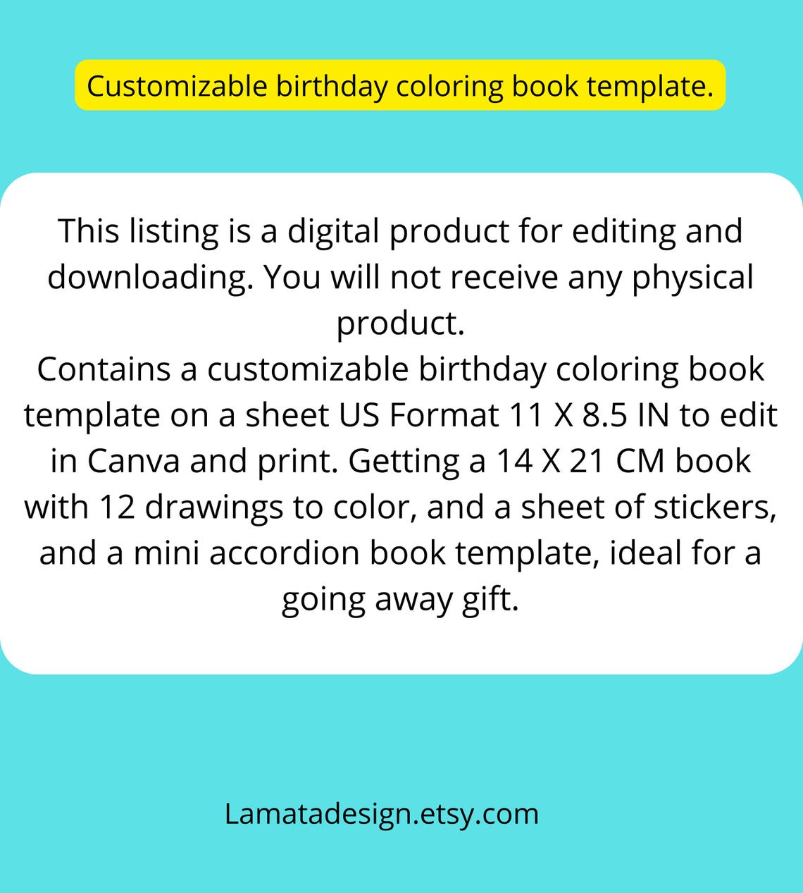 Editable Canva Template, Customizable Birthday Coloring Book, Includes ...