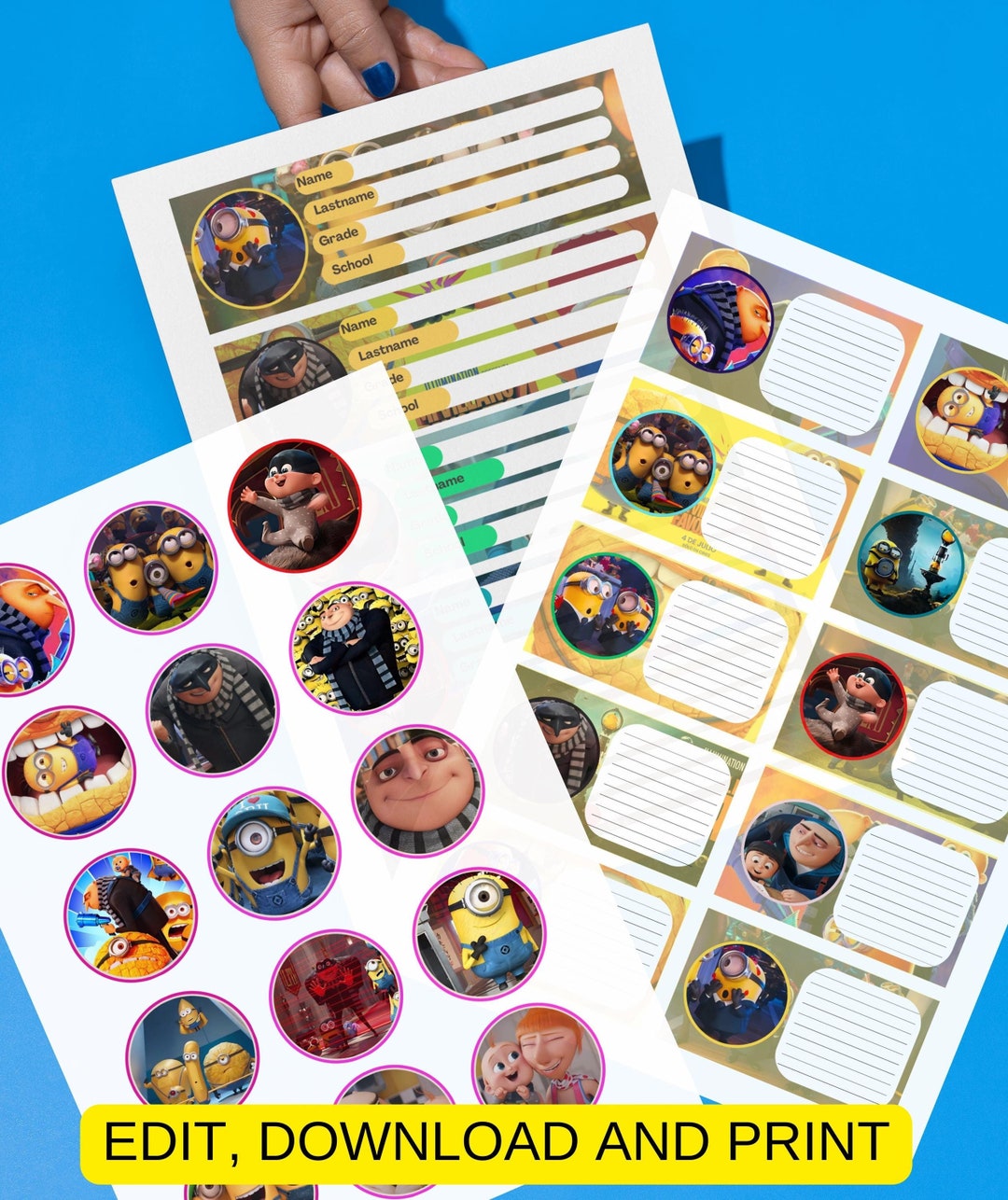 Despicable, Kids Labels, Minions Labels, School Labels, Canva ...