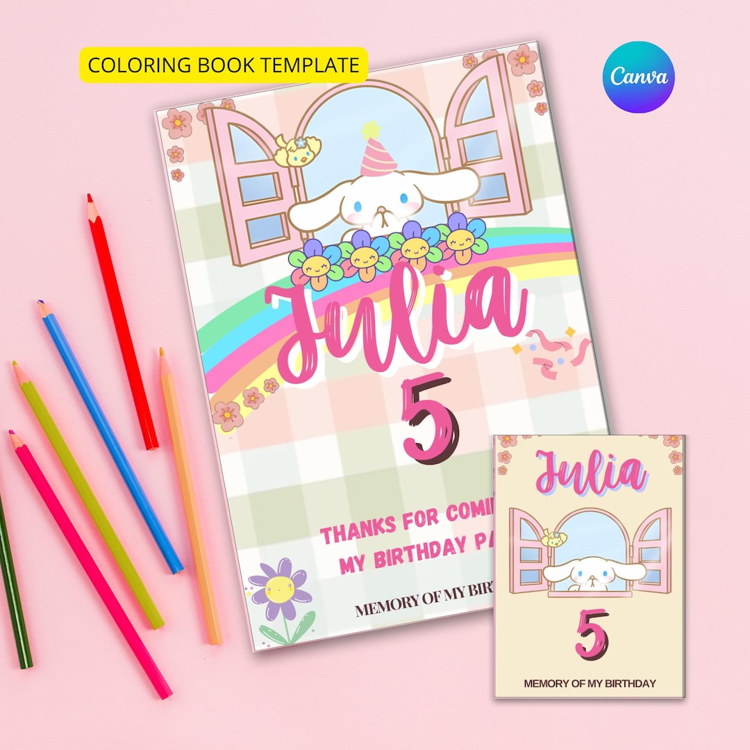Kid Party Coloring Book, Customizable Birthday Coloring Book, Includes ...