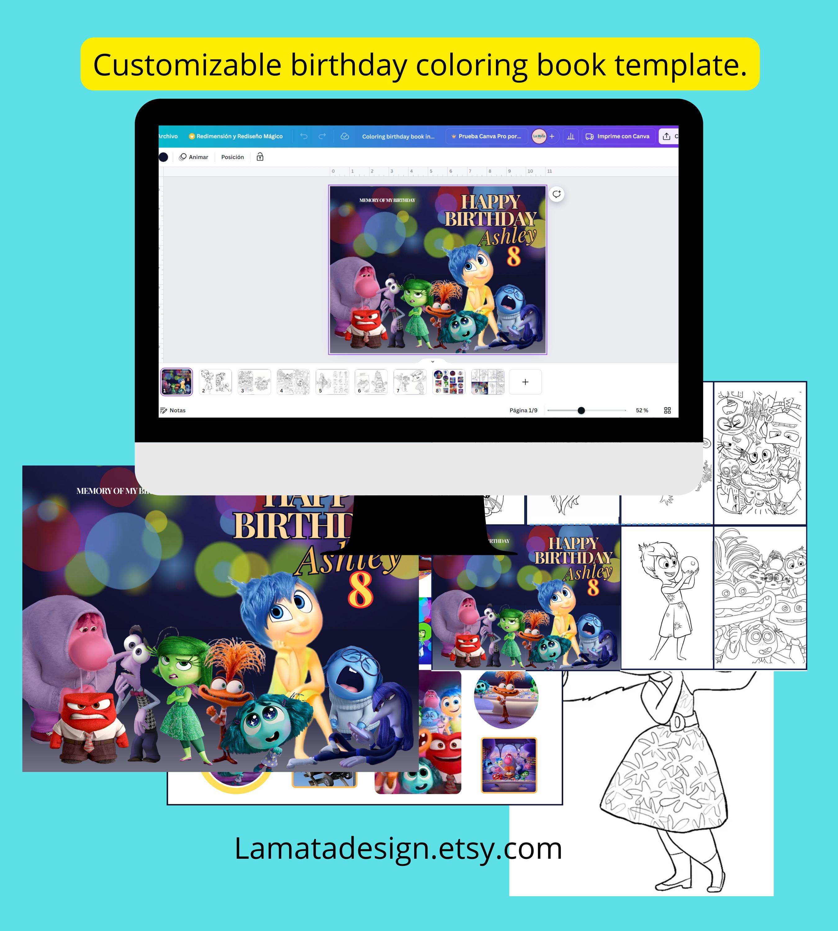 Editable Canva Template, Customizable Birthday Coloring Book, Includes ...
