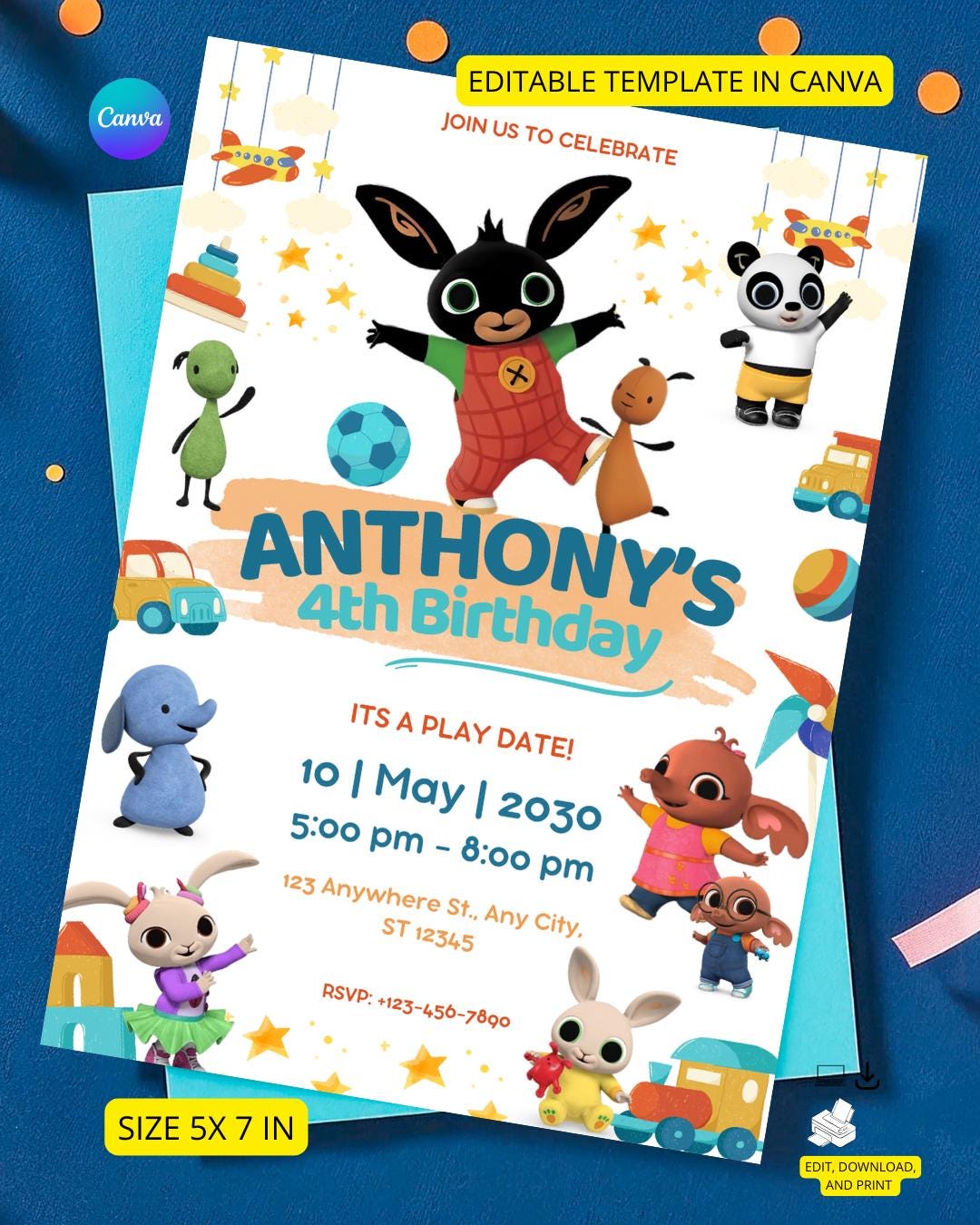 Bing Invitation, Editable Template, Bing Party, Español an English ...