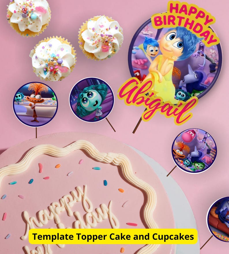 Printable Inside Out 2 Cake Topper, Inside Out 2 Birthday Cake Topper ...