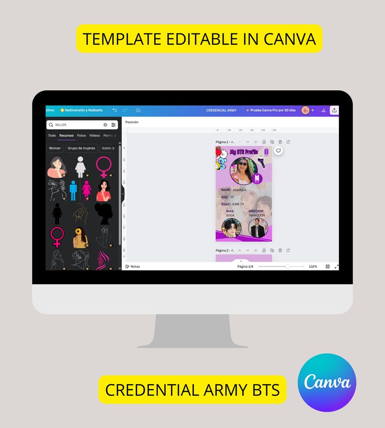 Editable BTS Army Badge in Canva, Design Your BTS Fan Identity, Digital ...