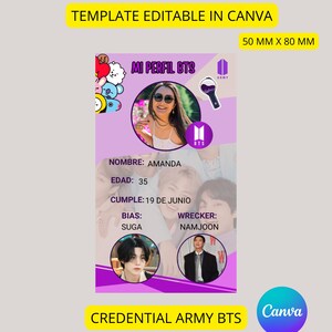 Editable BTS Army Badge in Canva, Design Your BTS Fan Identity, Digital ...