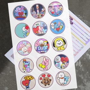 BT21 Labels School, Edit and Print, Templates Canva, Digital Product ...