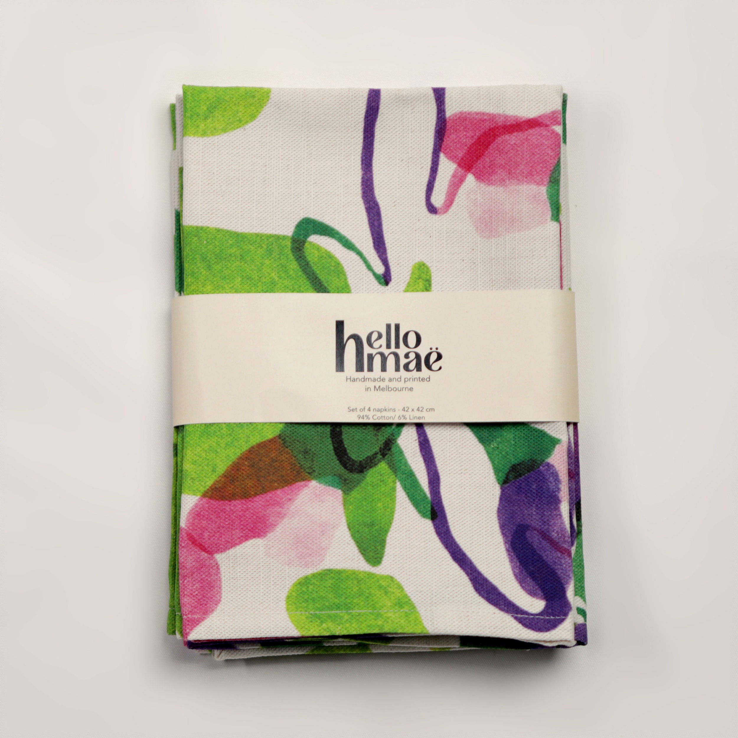 Sweet Pea Napkin Set of 4, Table Decor, Table Linens, Printed Napkins ...