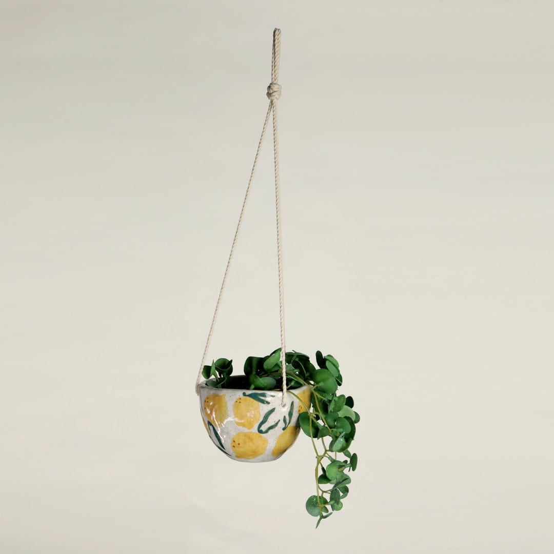 Lemon Ceramic Hanging Planter, Planter, Pot Plant, Housewarming Gift ...