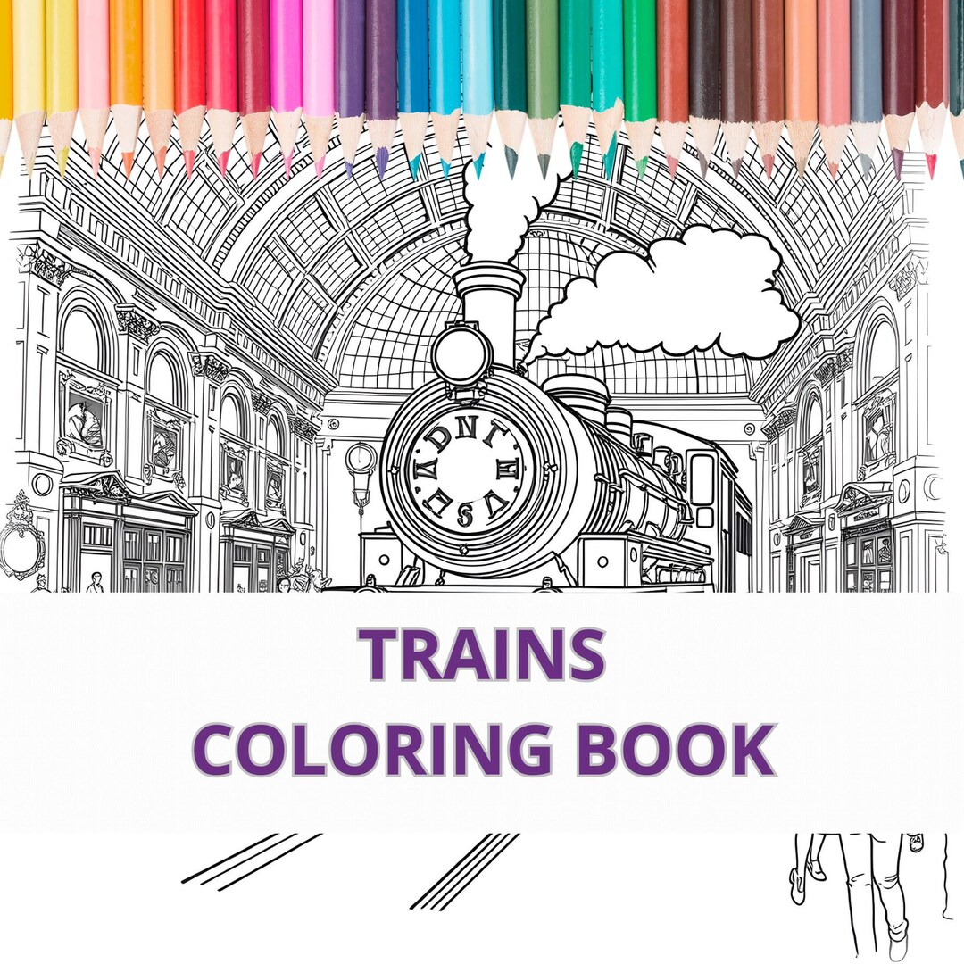 Trains Coloring Book - Etsy