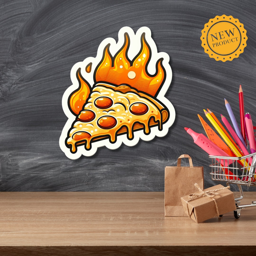 Hot Pizza Slice, Pie, Funny Foodie Stickers, Cute, Delectable Vinyl ...