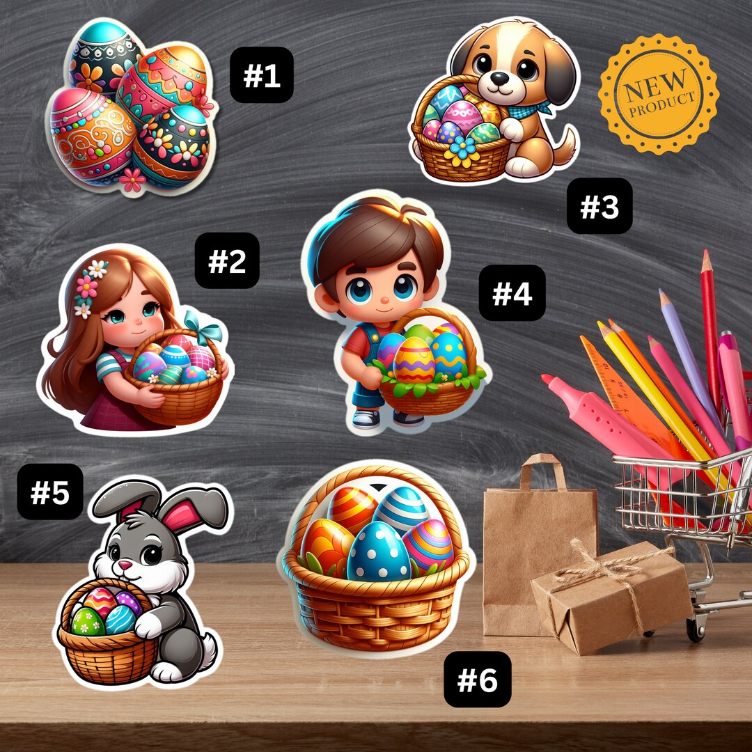 Cute Easter Stickers, Easter Egg , Easter Basket, Easter Bunny, Easter ...