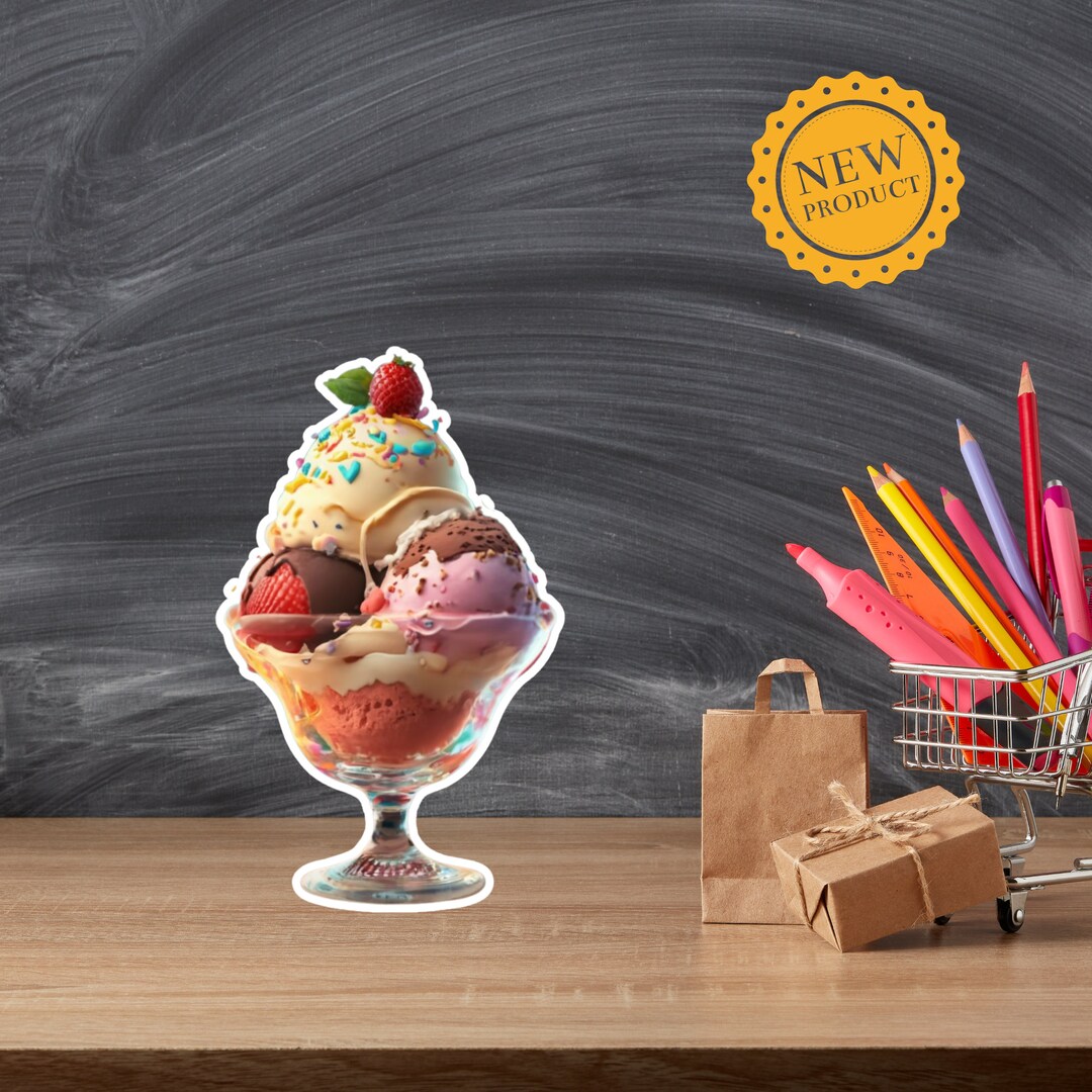 Ice Cream Sundae Sticker, Sweet Shop Stickers, Birthday Gift, Journal ...