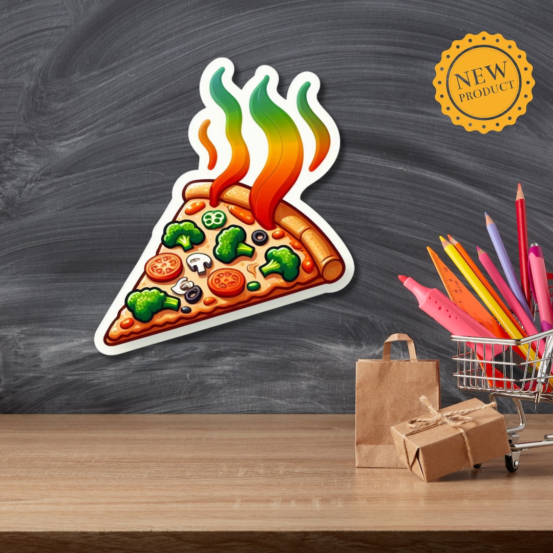 Veggie Pizza Slice, Pie, Piza, Funny Foodie Stickers, Cute, Delectable ...