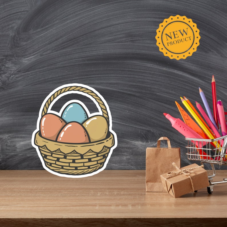 Easter Bunny Sticker, Easter Egg Basket, Easter Holiday Gift, Journal ...
