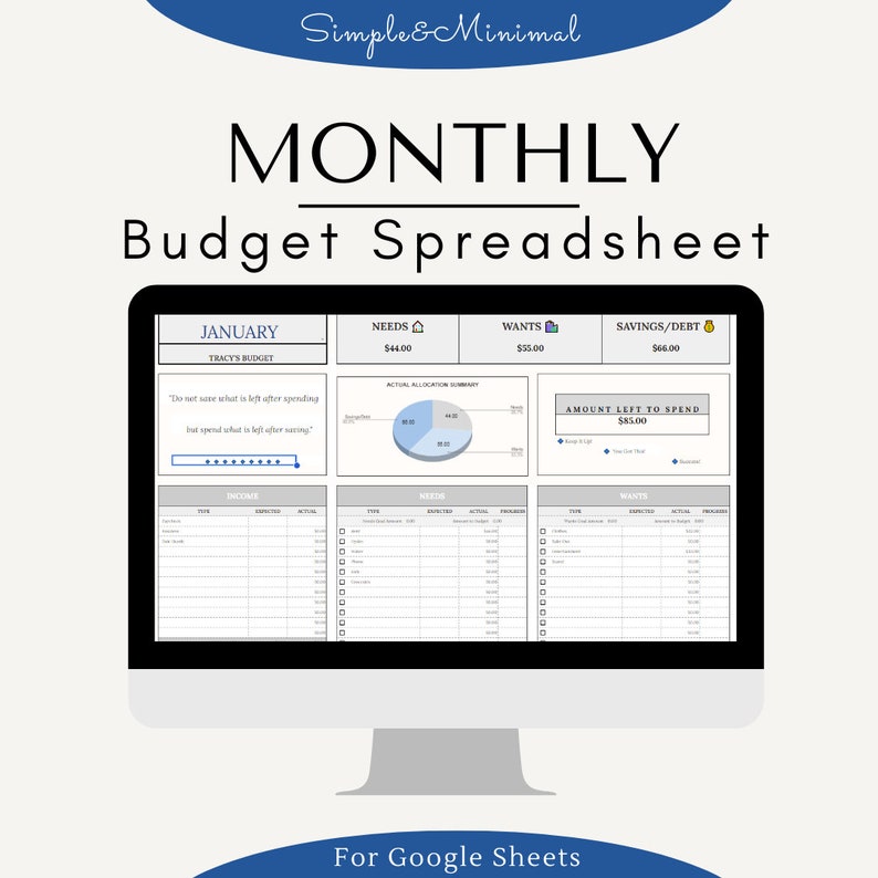 Budget Planner Google Sheets Monthly Budget Spreadsheet Template ...
