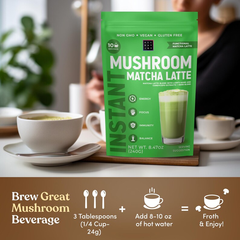 Mushroom Matcha Blend JIBBY Mushroom Matcha Super Latte - Organic ...