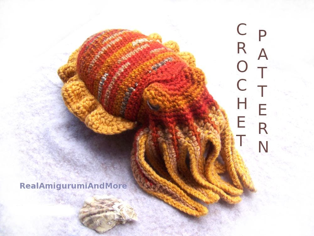 Crochet Pattern Realistic Cuttlefish-amigurumi Cuttlefish-stuffed ...